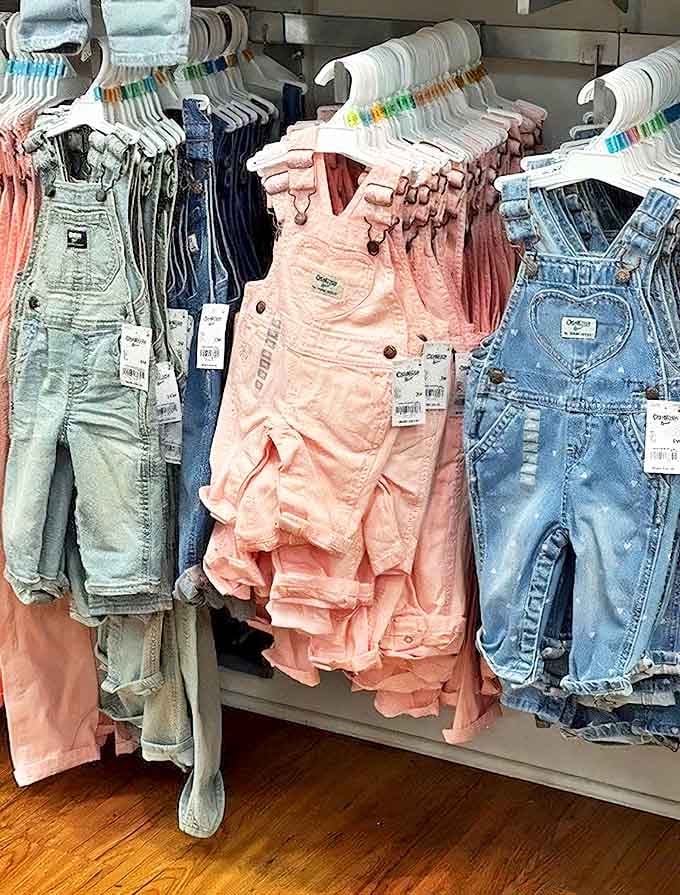Tiny overalls in every pastel hue imaginable. Future fashionistas start their journeys here, even if the clothes last only until the next growth spurt.