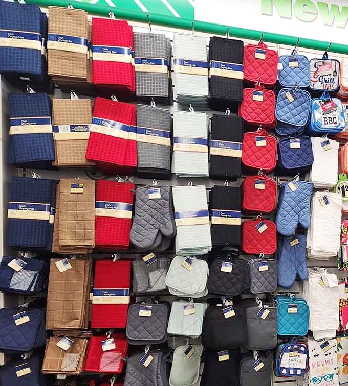 Kitchen essentials that won't cook your budget! These colorful textiles prove style and savings can happily coexist in your California kitchen.