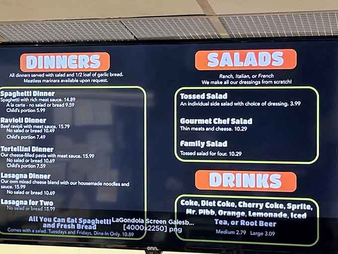 When a menu board promises "All You Can Eat Spaghetti," you know you've found your people and your paradise.