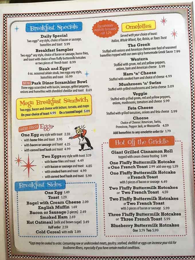 This menu reads like a greatest hits album of American breakfast, minus the skip button you'd never use anyway.