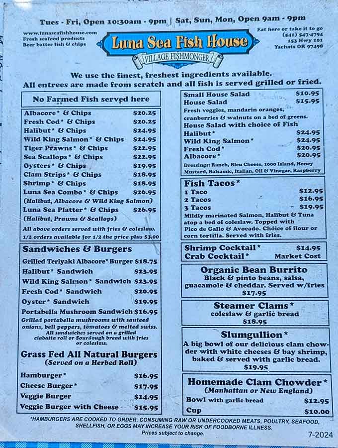 A menu that reads like a love letter to the Pacific, offering choices that make decisions deliciously difficult.