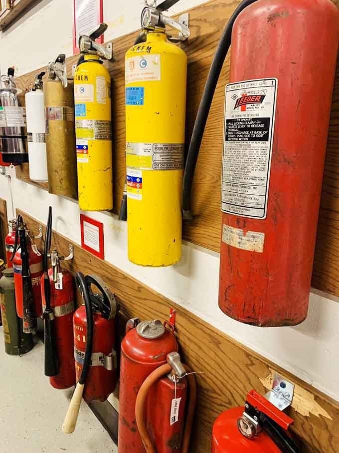 These colorful extinguishers tell the evolution of fire safety, from questionable chemistry experiments to modern marvels.