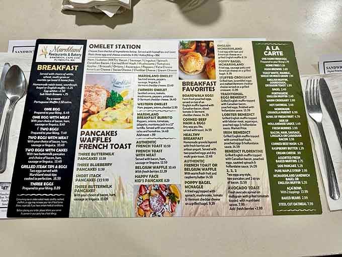 When a menu needs this many sections, you know the kitchen isn't messing around with their commitment to breakfast excellence.