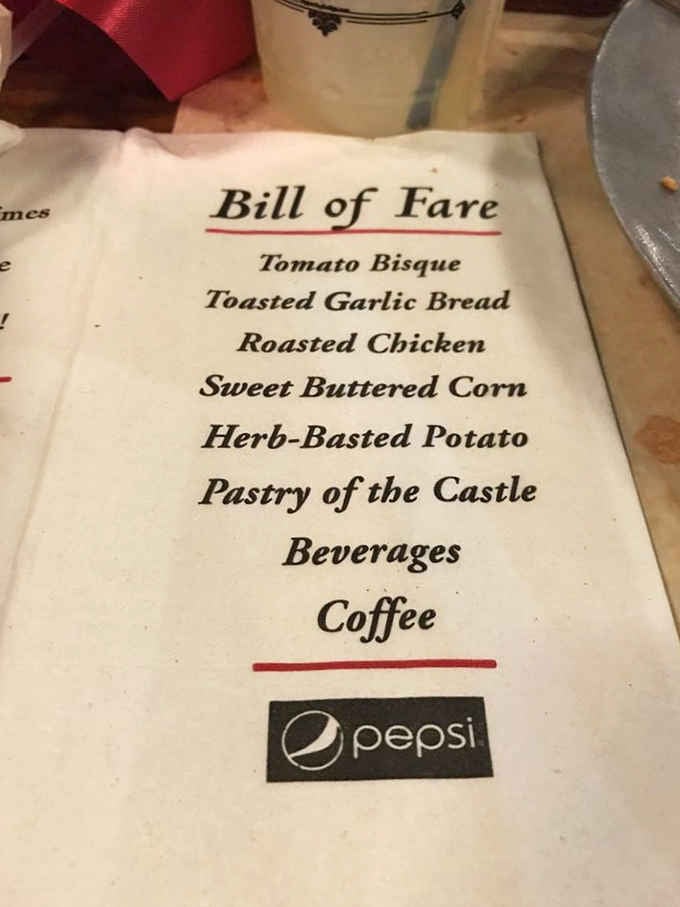 The "Bill of Fare" sounds fancier than it is, but who needs utensils when you've got enthusiasm?