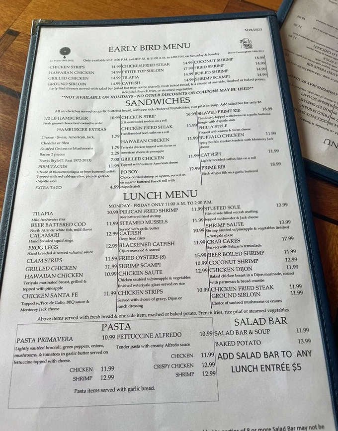 The Early Bird Menu reveals Pelican's impressive range &ndash; from Hawaiian Chicken to that legendary Prime Rib, all waiting to transform your ordinary day.