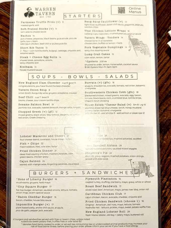 The menu reads like a delicious history lesson &ndash; from New England Clam Chowder to the aptly named "Sons of Liberty Burger."
