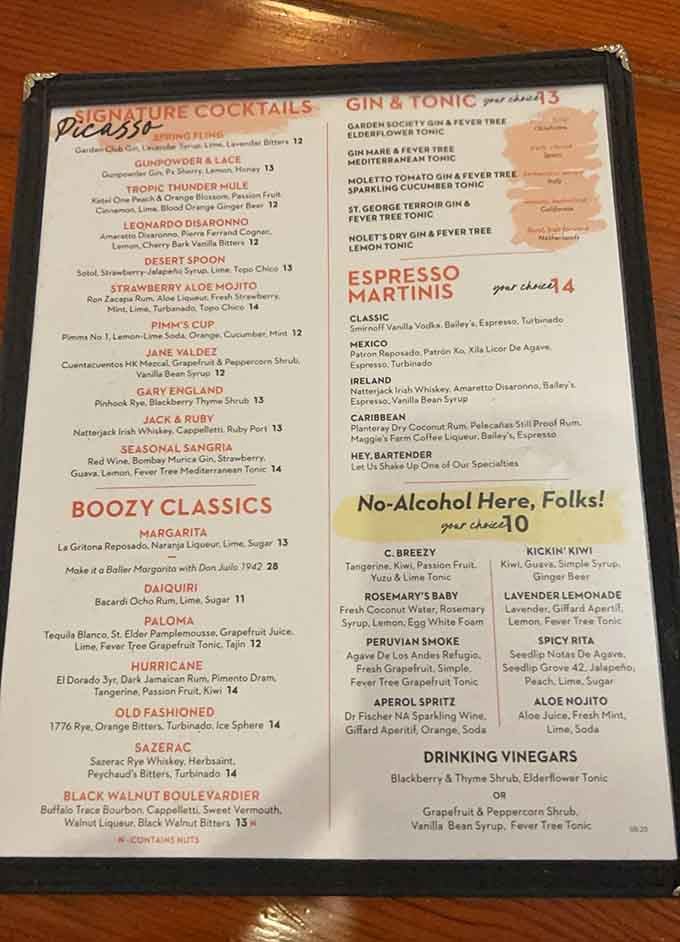 The cocktail menu reads like a novel you can't put down, with characters like "Desert Spoon" and "Strawberry Aloe Mojito" stealing the show.