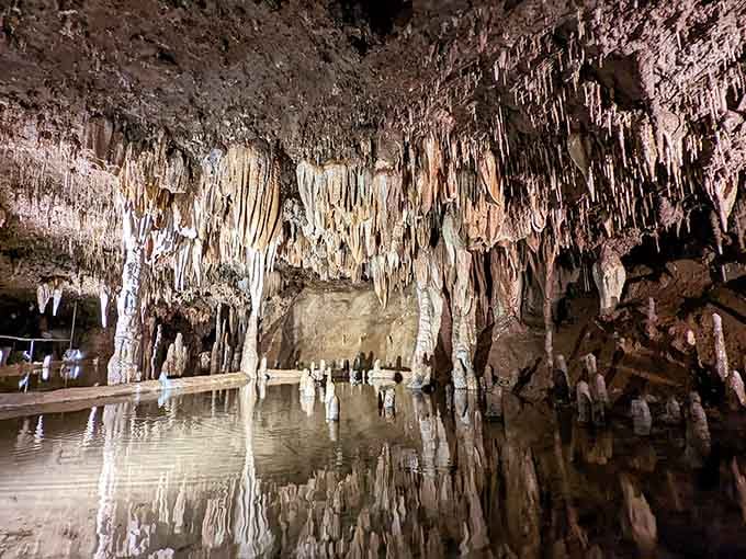 The reflections in this underground pool create a mirror world that'll make you question which way is actually up.