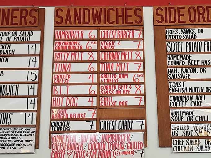 That old-school menu board tells no lies: every item delivers exactly what your hungry heart desires.