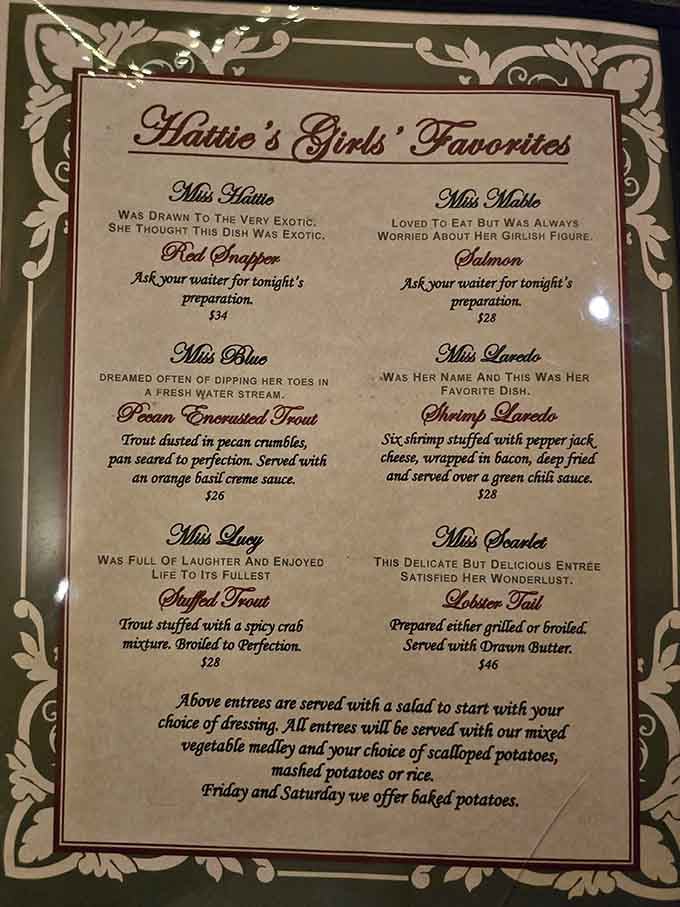 When menu items are named after the working girls, you know you're in for a meal with personality.