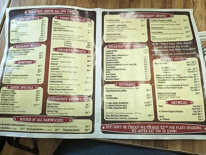 This menu is basically a choose-your-own-adventure book, except every path leads to delicious carbohydrate happiness and satisfaction.