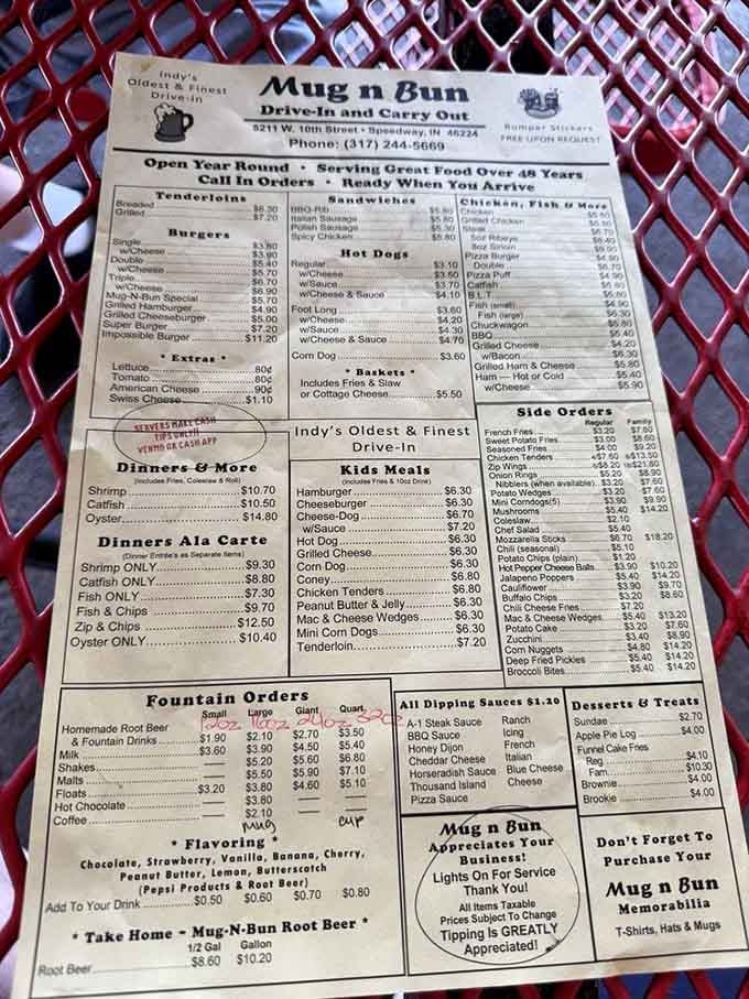 This menu has fed generations of Hoosiers, and those prices prove good food doesn't require a second mortgage.