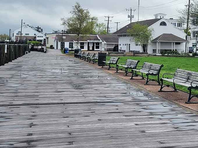 Mystic's waterfront boardwalk offers the perfect perch for contemplating life's big questions or simply deciding between clam chowder and lobster bisque for lunch.