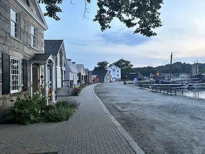 Step into an evening scene where historic buildings line the waterfront like they've been waiting centuries for your visit.