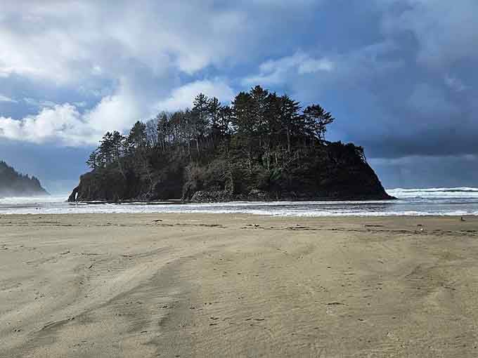 Low tide transforms this stretch of sand into a portal to another world entirely.