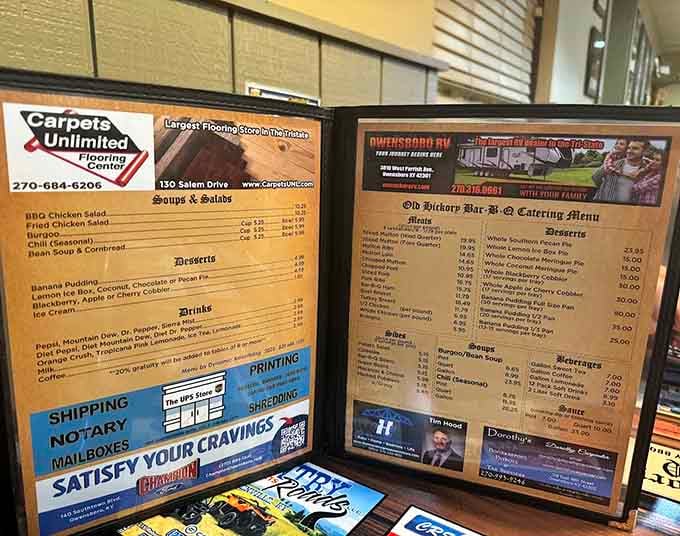 This isn't just a menu, it's your roadmap to understanding why western Kentucky takes barbecue so seriously.