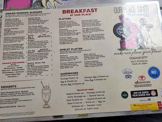 This menu reads like a love letter to breakfast, with every classic dish you've been dreaming about since yesterday.