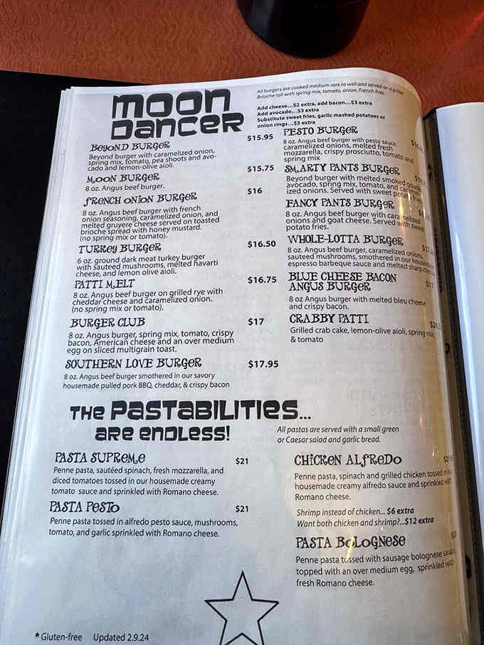 The menu reads like a creative writing assignment where everyone got an A for pure imagination and flavor.