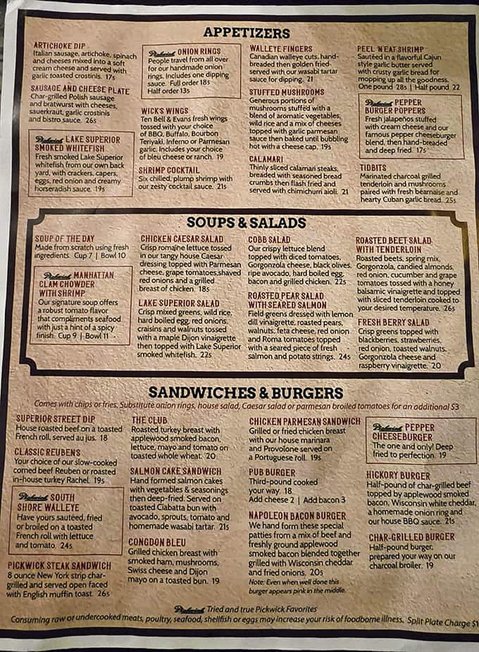 From appetizers to burgers, this menu reads like a love letter to hearty American dining done right.