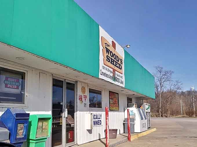 The Wood Shed keeps things refreshingly simple: good food, cold drinks, and that "locally owned" sign says it all.