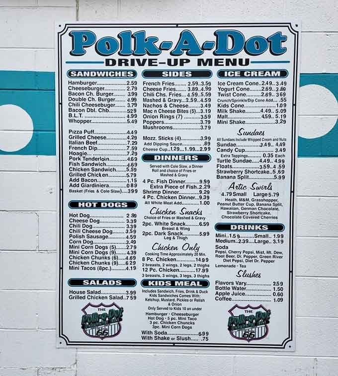 This menu board proves that sometimes the best things in life are simple, fried, and absolutely delicious.