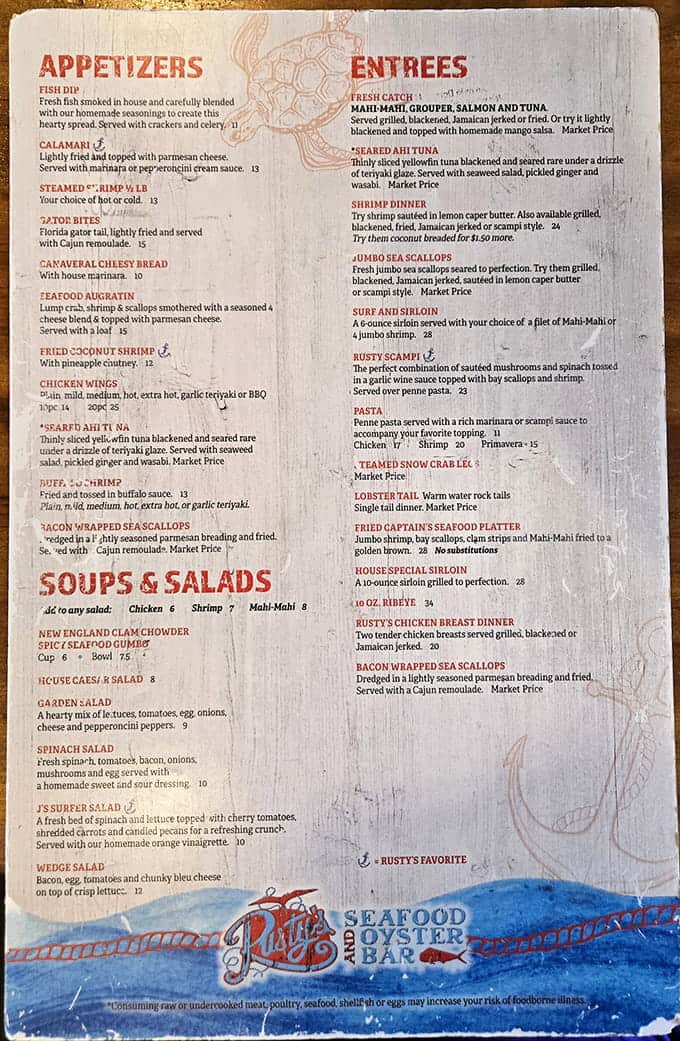 A menu that reads like the ocean's greatest hits, offering everything your seafood-loving heart could possibly desire.