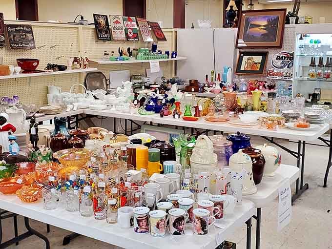 Tables overflow with colorful glassware that would make your grandmother weep with joy and your Instagram followers swoon.