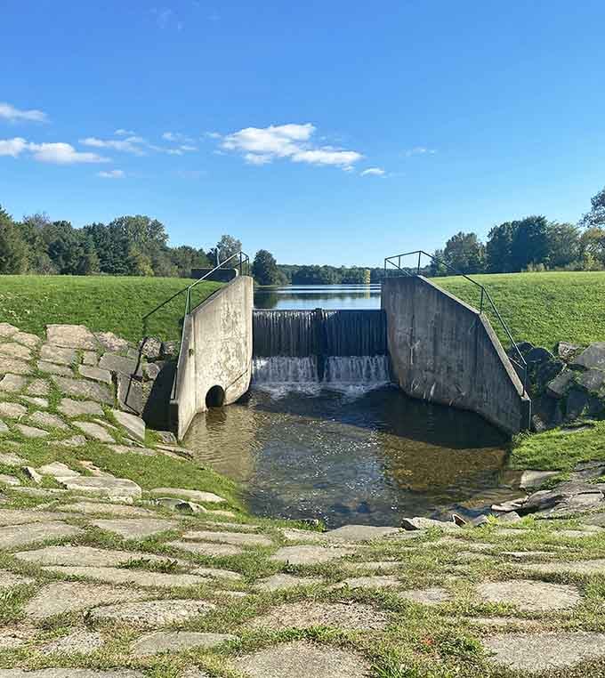 The dam structure stands as a quiet reminder that even paradise needs a little engineering help sometimes.