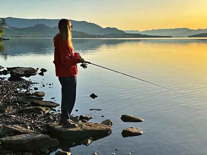 Sunset fishing at Big Arm&mdash;where "catching nothing" still beats a day at the office. The stillness speaks volumes.