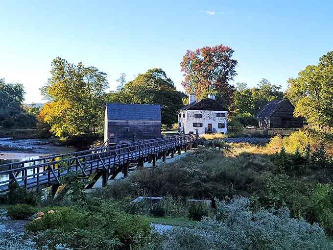 The historic bridge at Philipsburg Manor where colonial commerce met the river, minus the modern traffic jams.