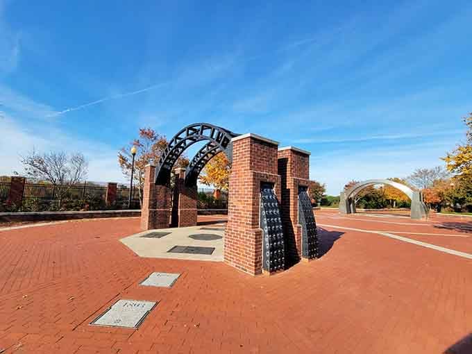 This brick archway at South Riverwalk Park isn't just Instagram-worthy—it's a gateway to riverside relaxation that costs exactly zero dollars to enjoy.