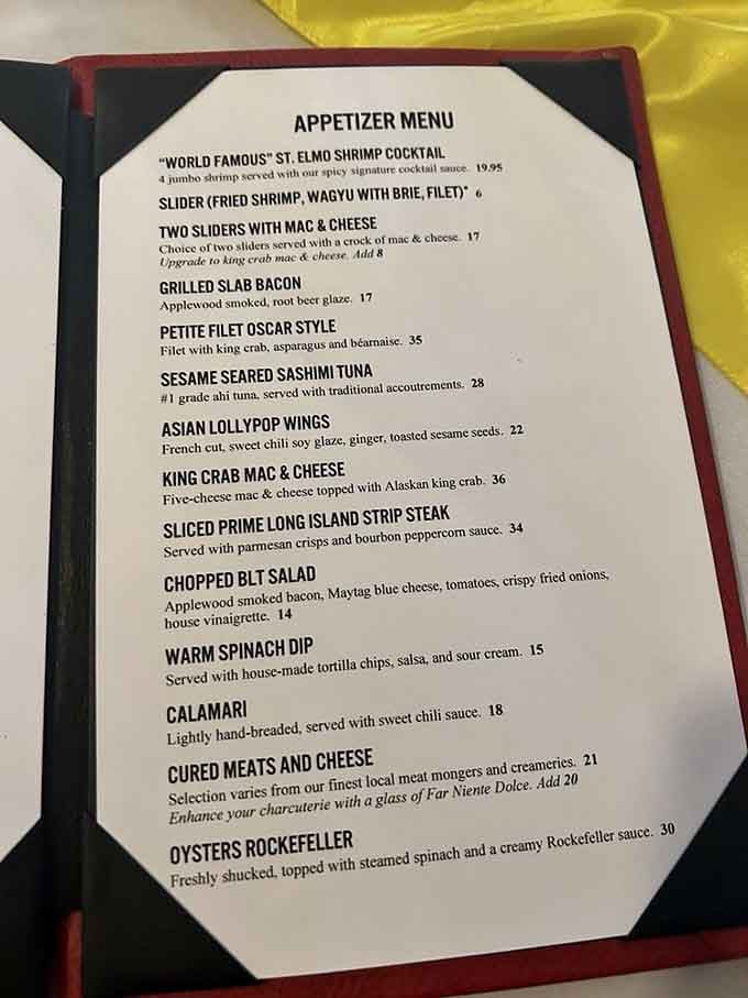 When the menu literally says "World Famous" next to the shrimp cocktail, you know they're not messing around here.