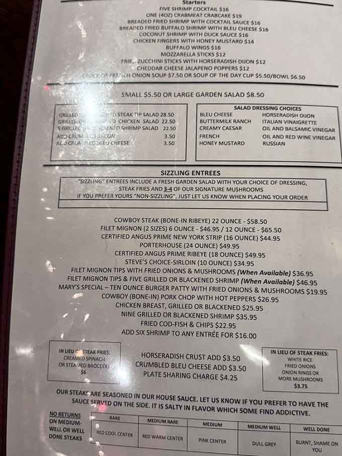 This menu reads like a love letter to carnivores, with enough options to make even the most indecisive diner happily overwhelmed.