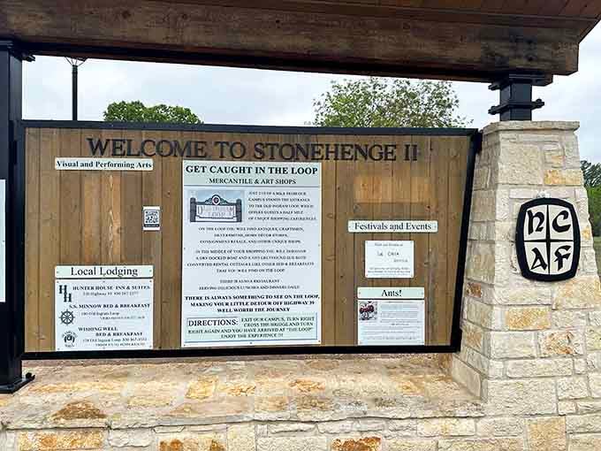 Nothing says "Texas road trip" quite like parking your Harley next to a prehistoric monument replica.