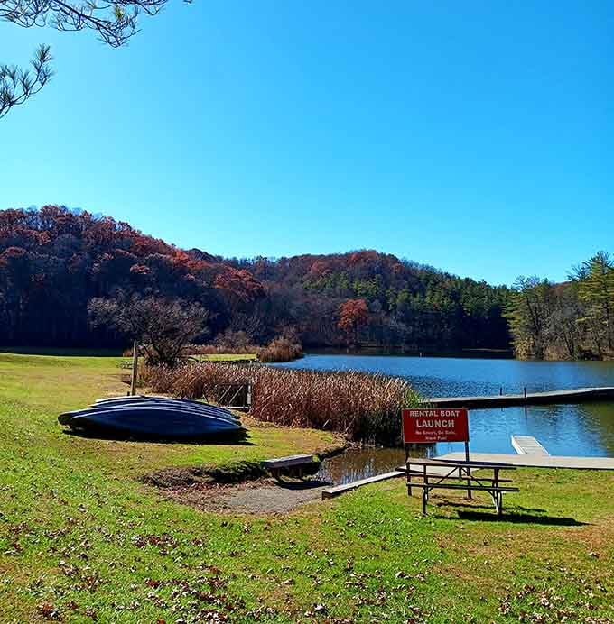 That rental boat launch sign isn't kidding around, your aquatic adventure awaits on waters reflecting centuries of stories.