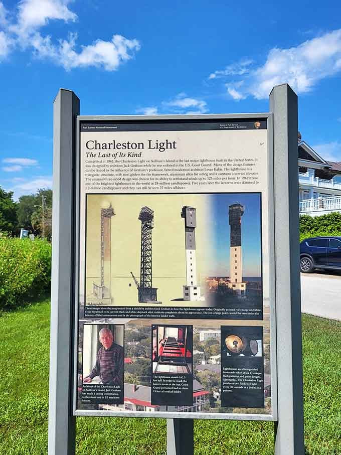 The Charleston Light trivia board tells the fascinating story of this unconventional tower that chose geometry over romance and never looked back.