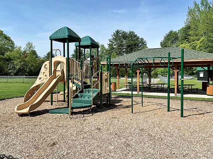 Childhood joy meets New England practicality at this well-designed playground. The perfect spot for little ones to burn energy while parents catch their breath.