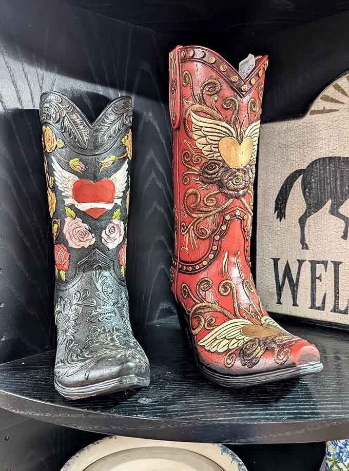 These aren't your average cowboy boots, they're wearable art with hearts and wings that belong in a museum or your closet.