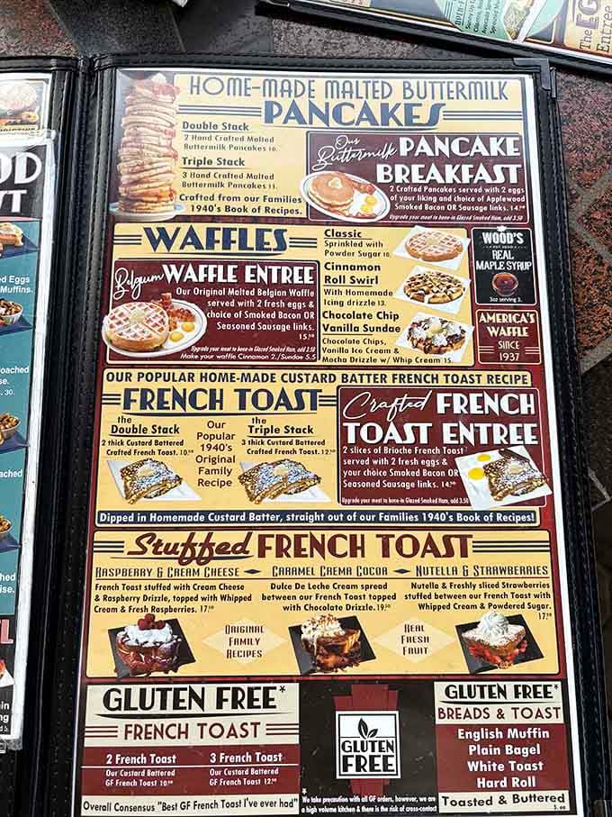 When your menu looks like a museum exhibit, you know someone's taking their throwback theme seriously.