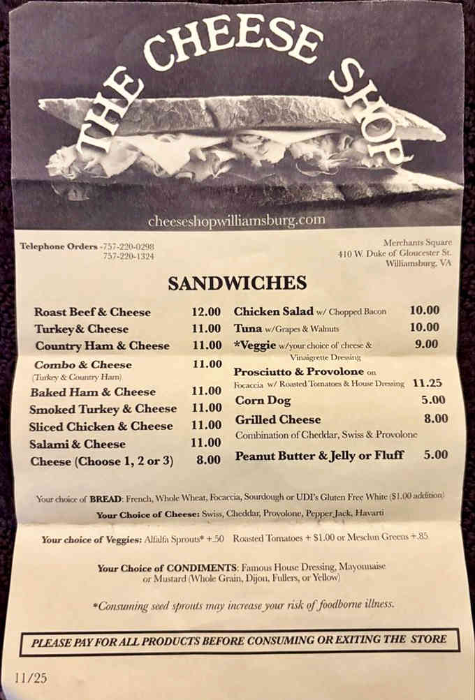 This menu is your roadmap to happiness, offering everything from classic combos to build-your-own cheese masterpieces.