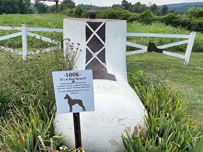 Even the family dog gets the shoe treatment with this adorable miniature version on the grounds.