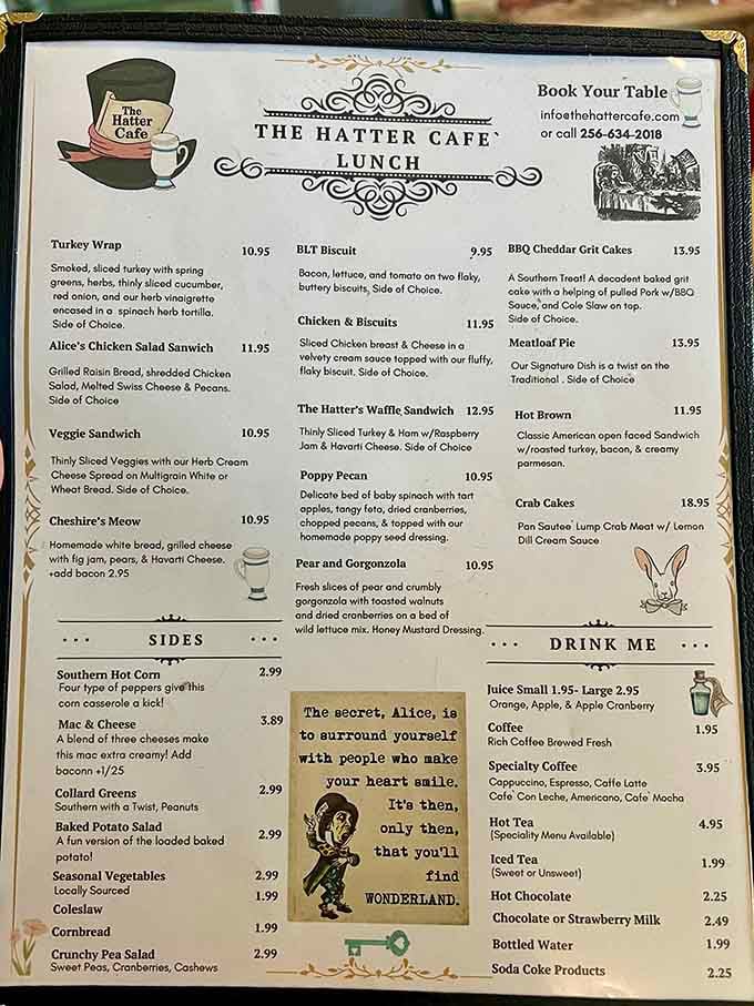 This menu proves that Southern comfort food and literary whimsy make better partners than peanut butter and jelly ever did.