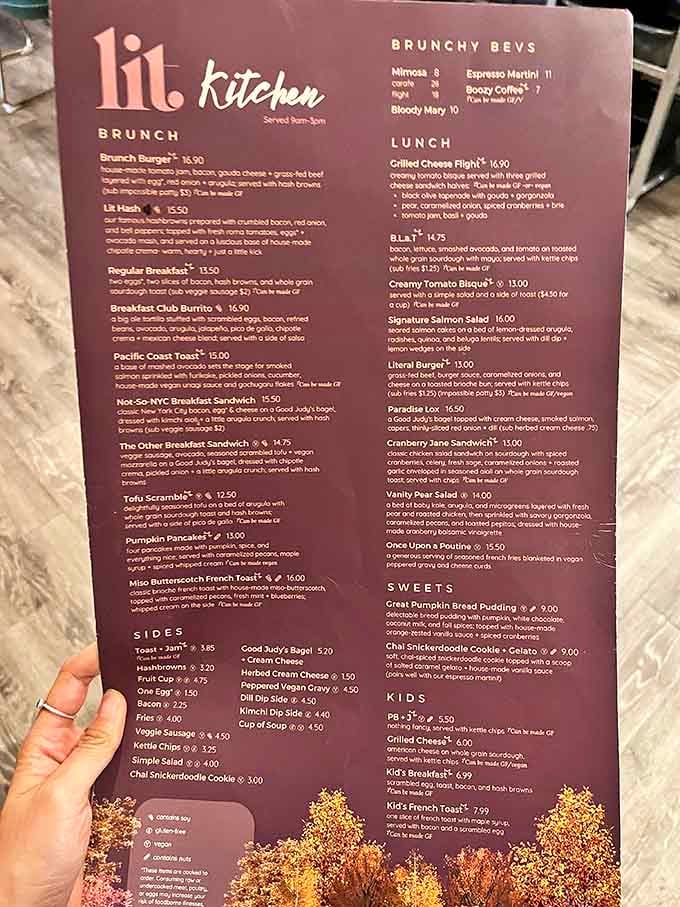 The Lit Kitchen menu proves this isn't your average bookstore cafe, with options that would impress any serious foodie.