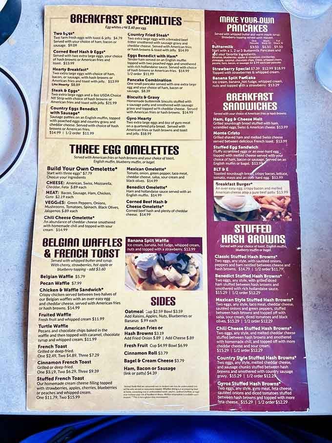 This menu reads like a love letter to breakfast, with hash brown innovations that deserve their own fan club.