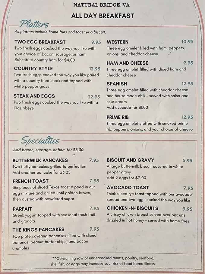 All-day breakfast means you can order pancakes at 3 PM without judgment, which is basically the American Dream realized.