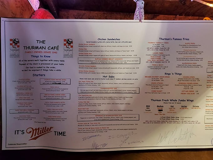 This menu requires serious study time, though let's be honest, you're ordering the Thurmanator anyway.