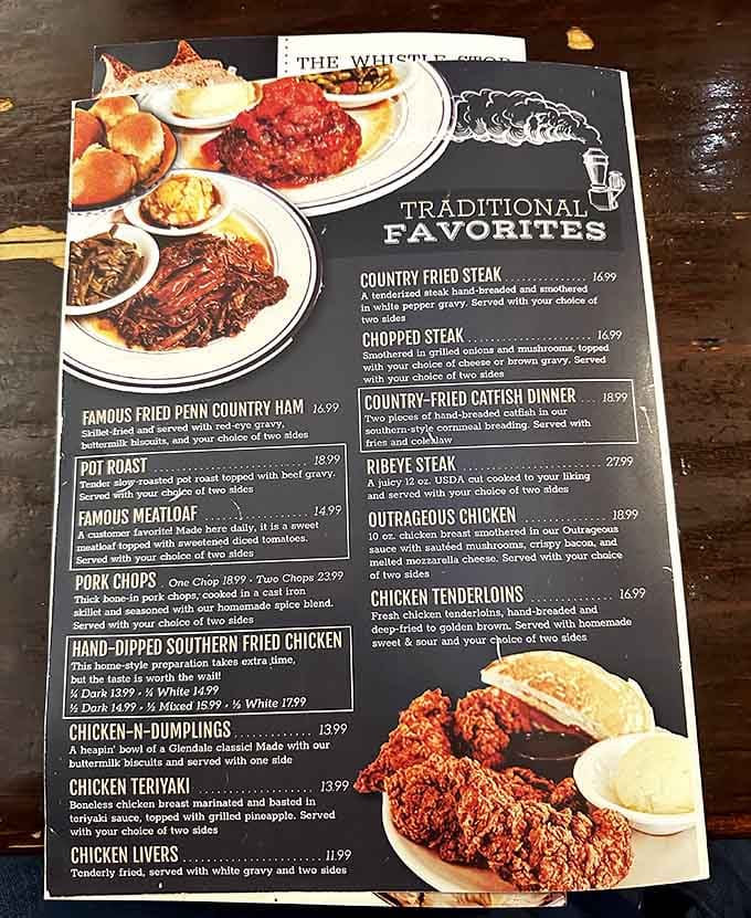 This menu reads like a love letter to Kentucky comfort food, where every dish promises satisfaction.