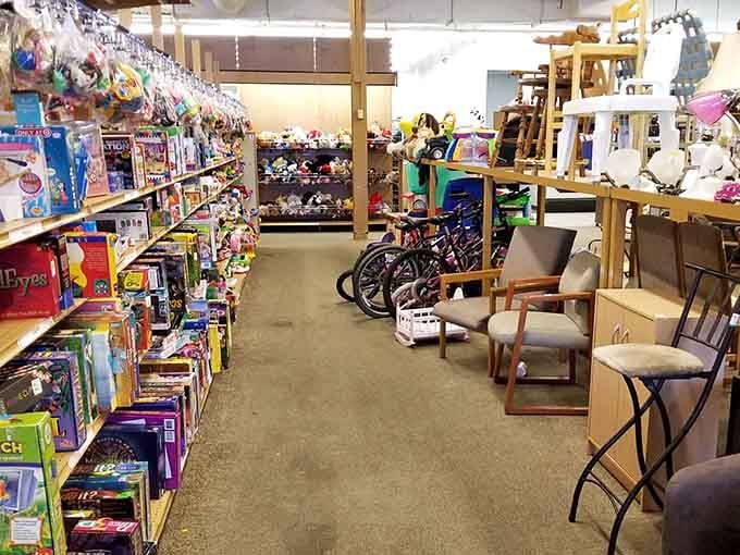 One corner of this retail wonderland where furniture meets toys, and your shopping cart meets its destiny.
