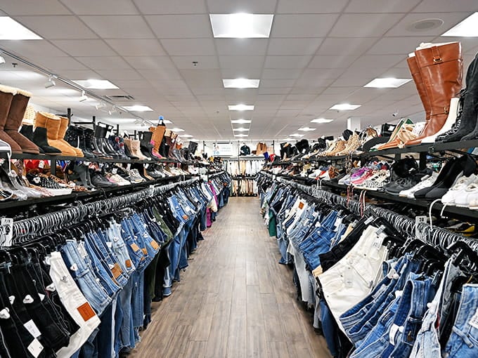 This denim canyon stretches endlessly, offering more jean options than most people have life choices to make today.