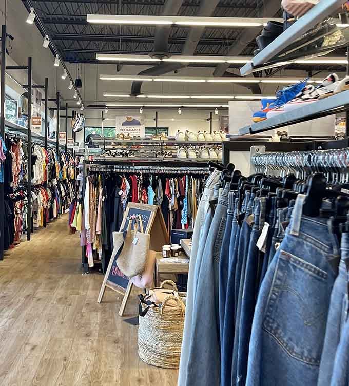 Inside, the organized racks stretch like a fashionista's fever dream, minus the nightmare of department store pricing.